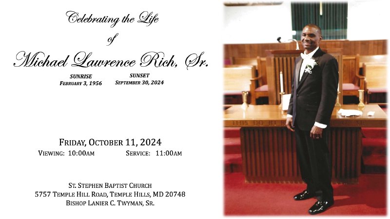 Celebrating the Life of Michael Lawrence Rich Sr. | St Stephen Baptist ...