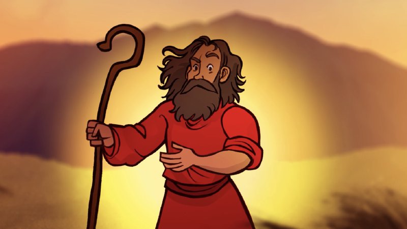 Cartoon Moses And The Burning Bush