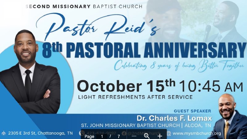 Pastor Reid's 8th Pastoral Anniversary | Second Missionary Baptist Church