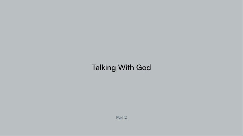 Talking With God | Fellowship