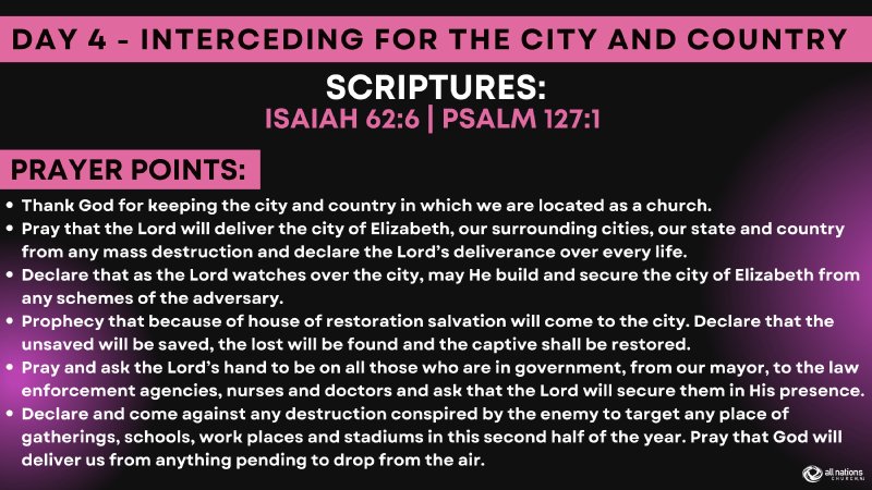 Day 4 of 5 Days Prayer and Fasting | All Nations Church NJ