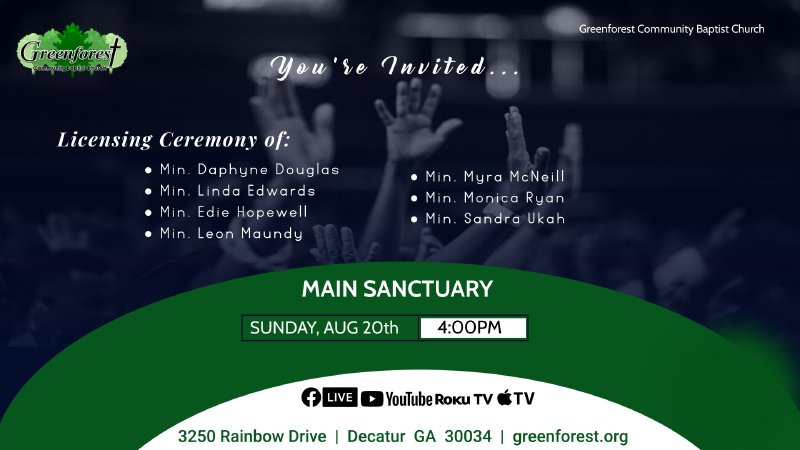 8/20/23 - Licensing Ceremony | Greenforest Community Baptist Church