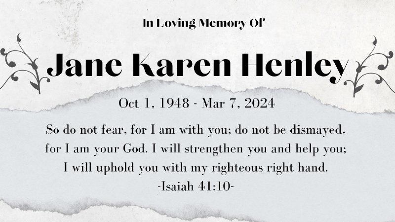 Funeral - Jane Henley - March 16, 2024 | First Baptist Church Harrison