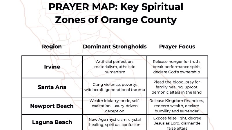 PRAYER MAP Key Spiritual Zones of Orange County | RIG Church OC
