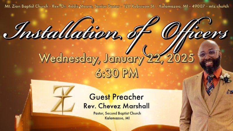 Installation of Officers - Evening Service | Mt. Zion Baptist Church - MI