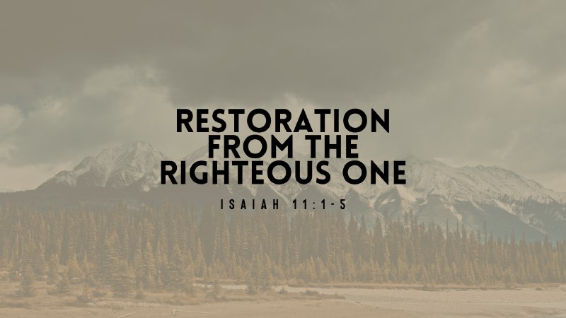 Restoration From the Righteous One | Redeemer Church