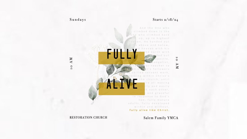 Fully Alive: Jesus is Fully Alive | Restoration Church - VA
