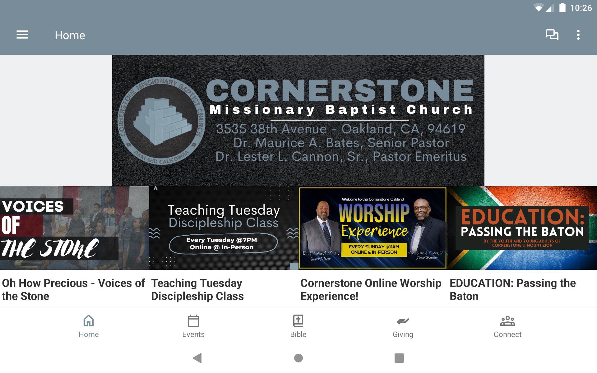 App - Cornerstone Missionary Baptist Church